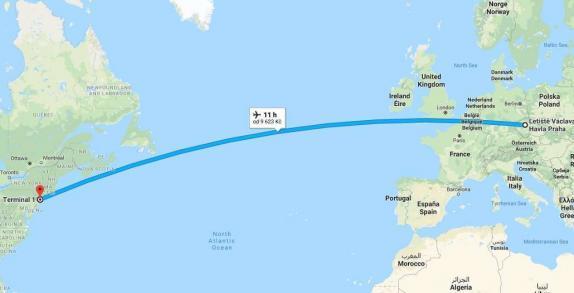 Doba a délka letu Praha–New York (USA) ️Přímý let?