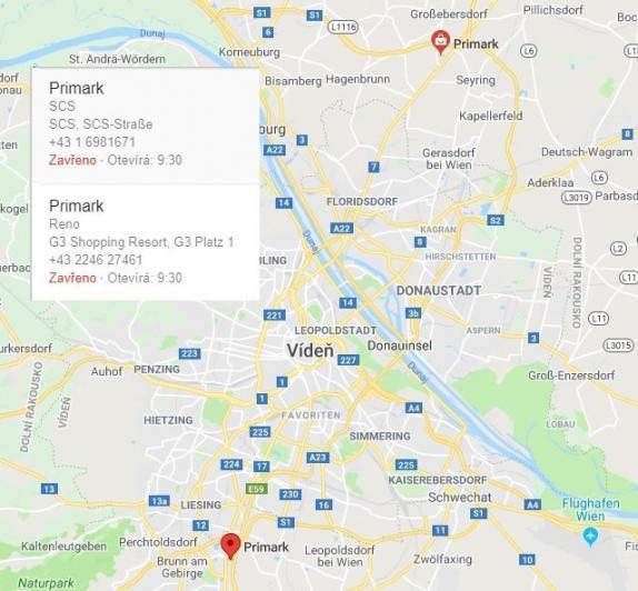 Primark Vídeň (Rakousko) SCS/G3 – Kde leží, otevírací doba