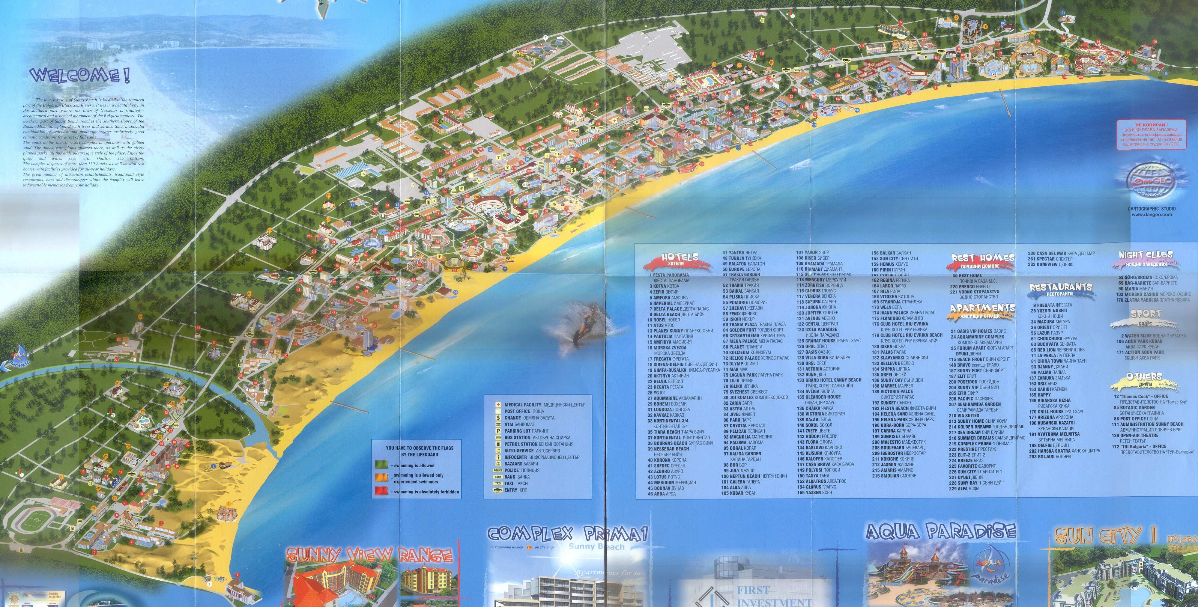 Slunečné pobřeží: Mapa🗺️ – Ke stažení, pobřeží a hotelů
