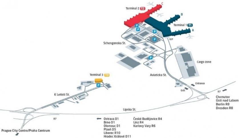 Mapa🗺️ Letiště Praha – Online & ke stažení (prohlídka)