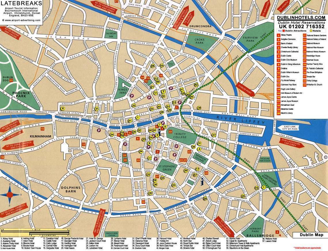 Dublin: Mapa🗺️ – Památky & Kde je na mapě? Ke stažení
