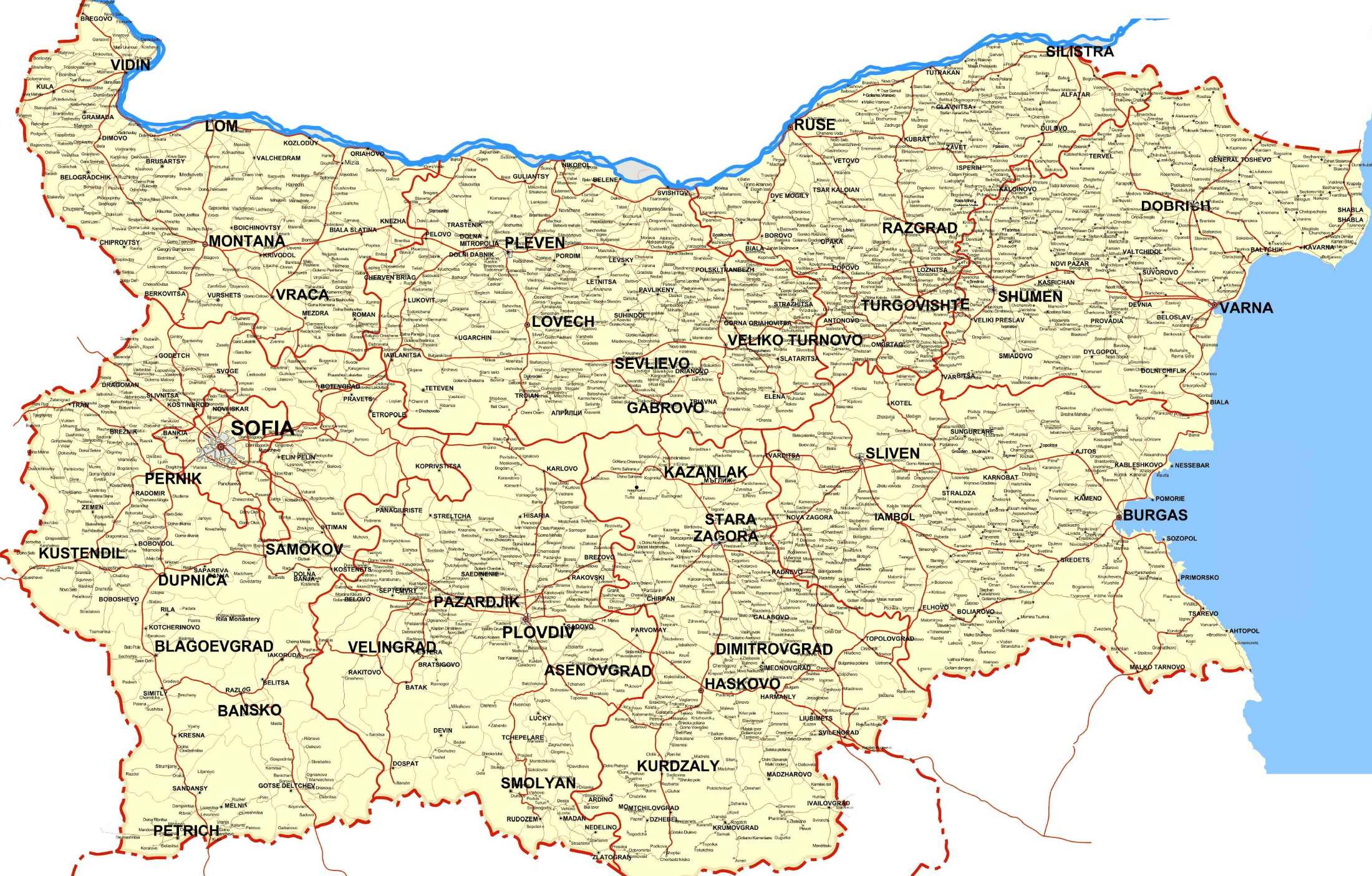 Mapa Bulharska (podrobná) – Kde leží Bulharsko na mapě?