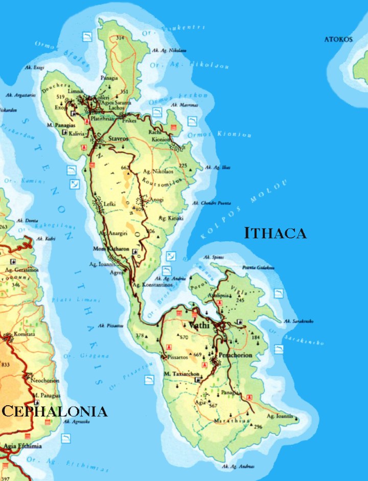 Ithaka: Mapa🗺️ – Online mapy & ke stažení (Řecké ostrovy)
