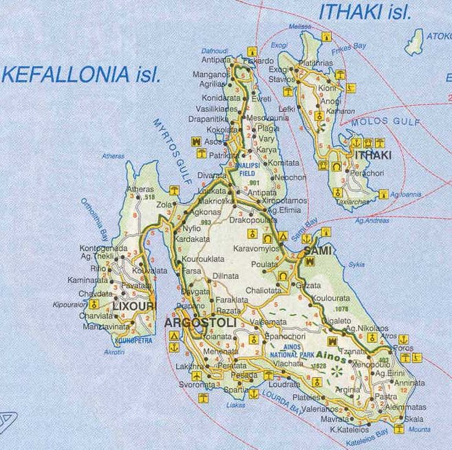 Kefalonie: Mapa🗺️ – Turistické mapy ostrova ke stažení