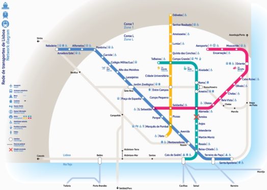 Lisabon: Metro & Doprava • trasy & plán metra v Lisabonu